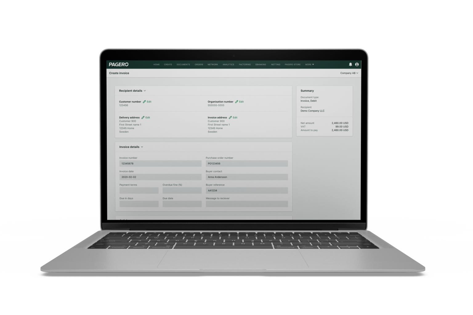 Pagero - Integration with Unit4